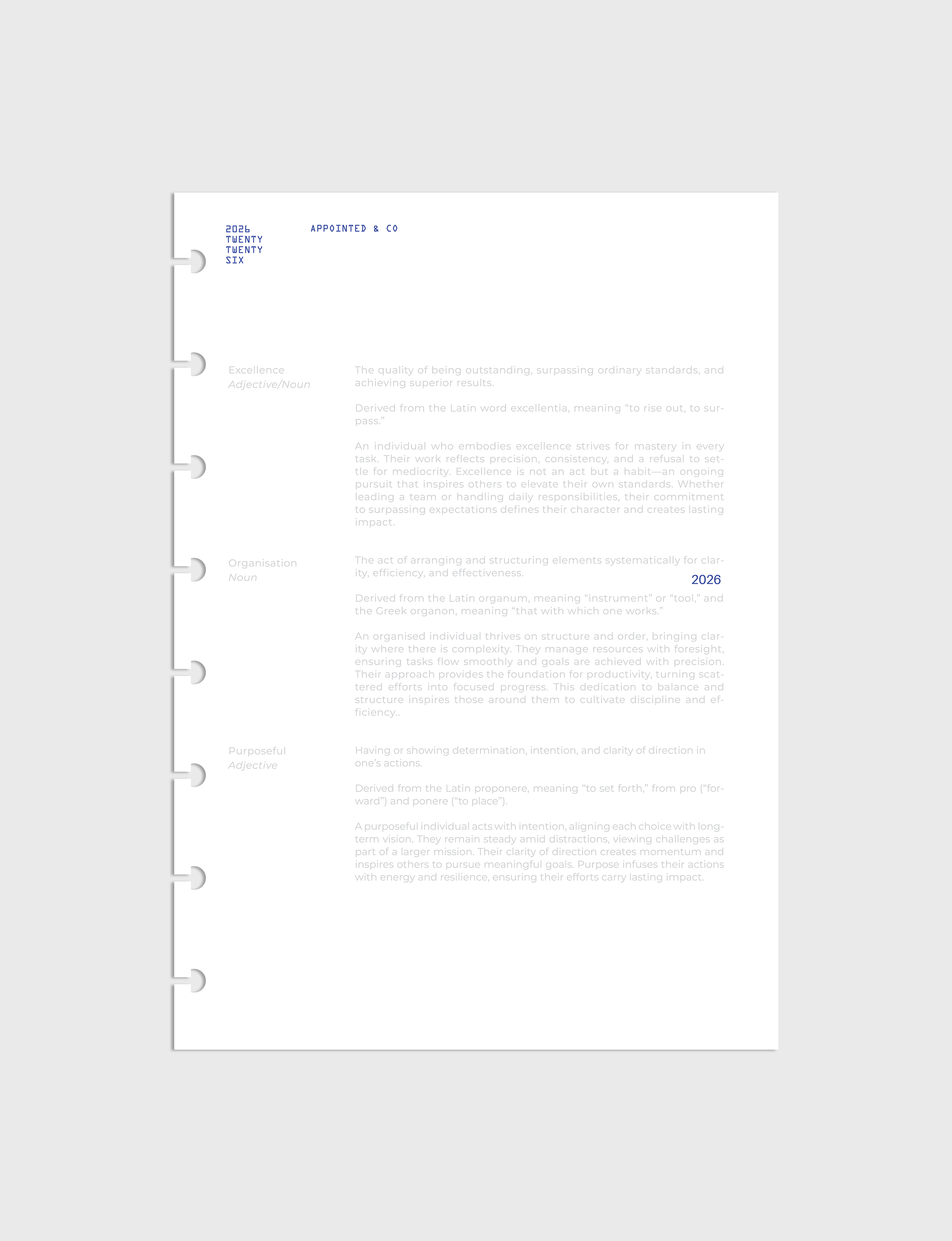 Dated Complete Planner 2026 | Vertical Grid Weekly – Appointed & Co